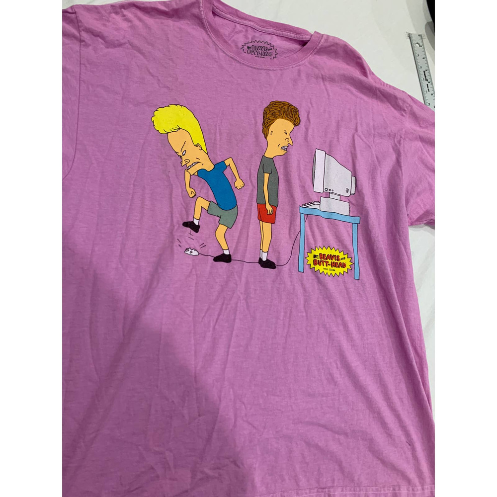 Mr Beavis And Butter Head Purple Graphic Print T-Shir… - Gem